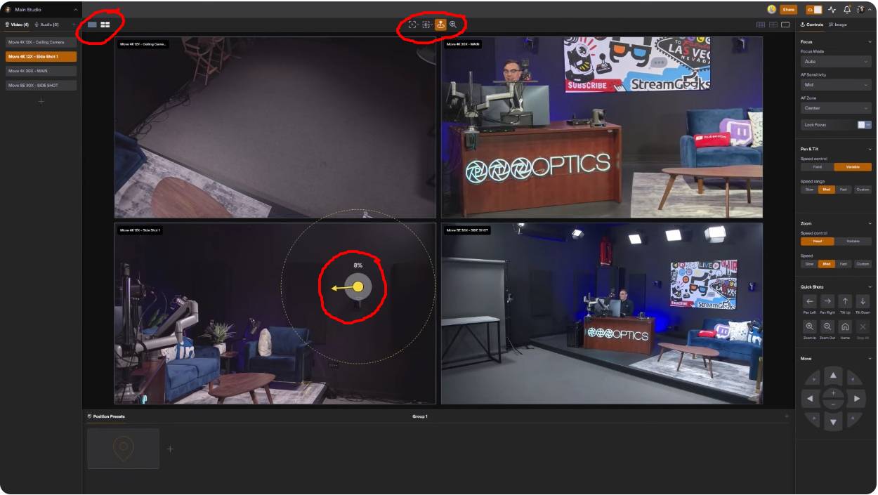 PTZ Camera Movement Tools in Hive - PTZOptics